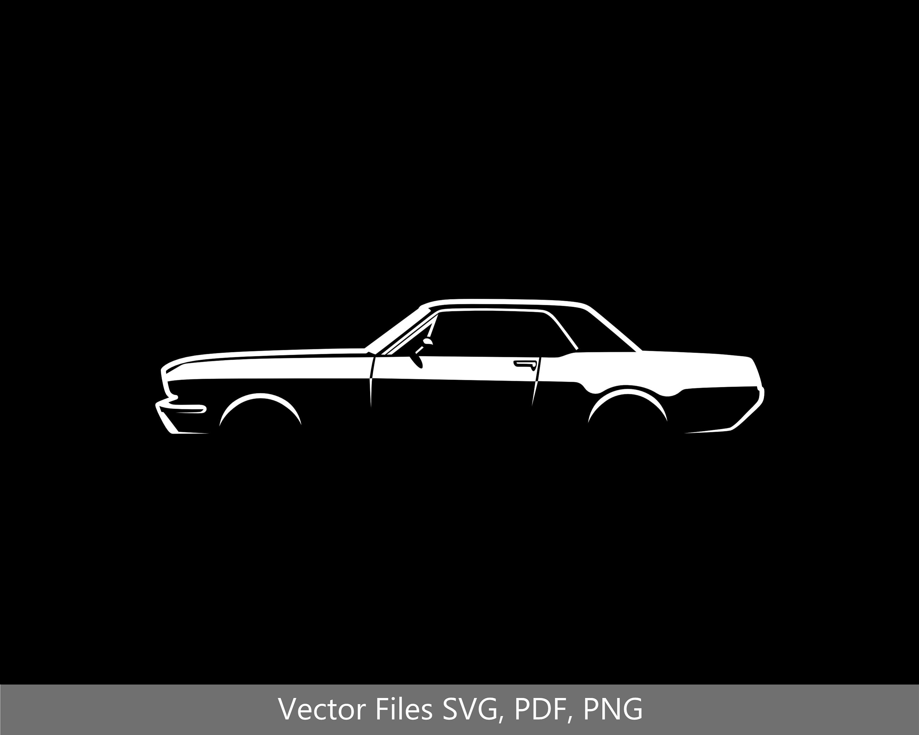 1965 Mustang Outline 1965 Ford Mustang Front Stencil, Black" Art