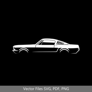 1965 Mustang Fastback Silhouette Vector Graphic Clipart for Cricut Png ...
