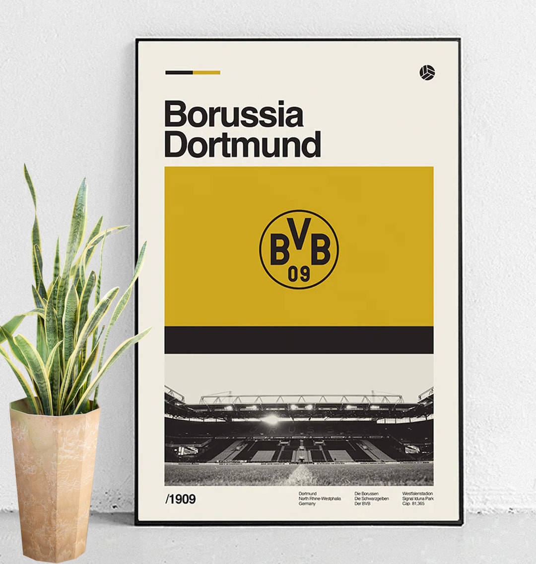 Borussia Dortmund Poster Dortmund Wall Art Retro Soccer - Etsy