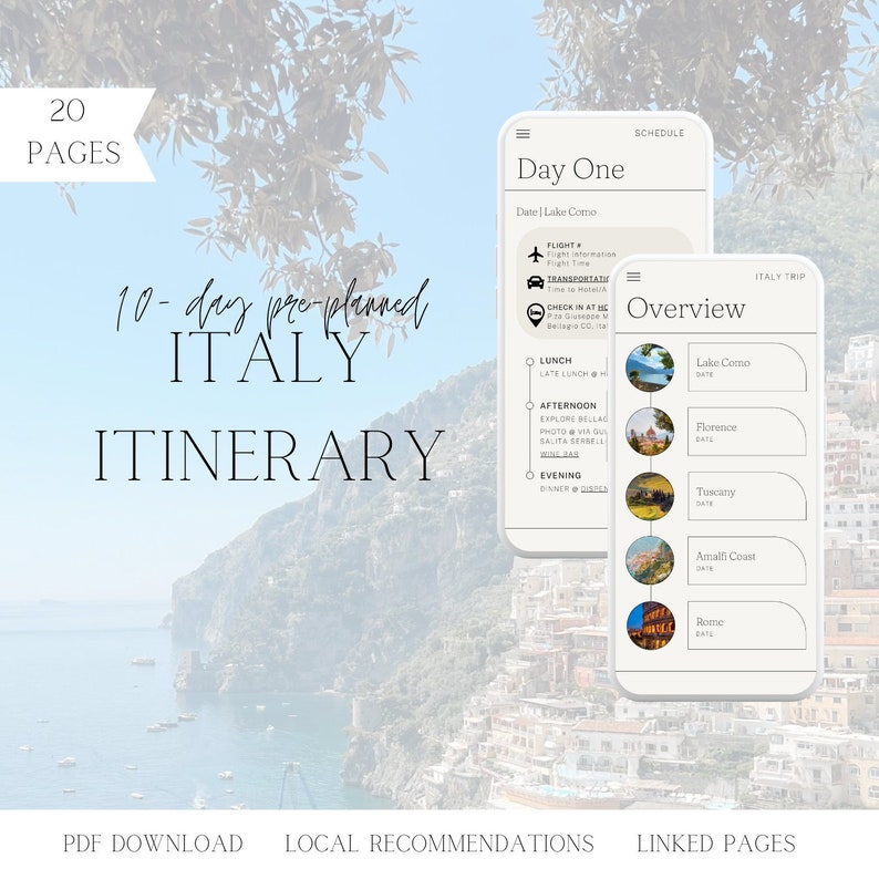 10 Day Pre-planned Italy Itinerary | Mobile Trip Planner | Lake Como ...
