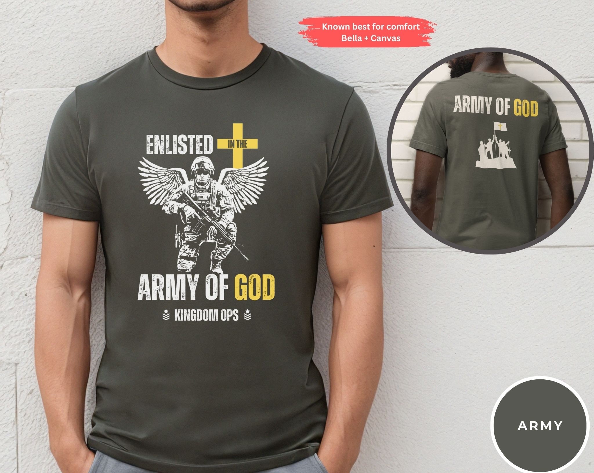 Enlisted in the Army of God Tshirt Special Kingdom Ops Forces Soilder ...