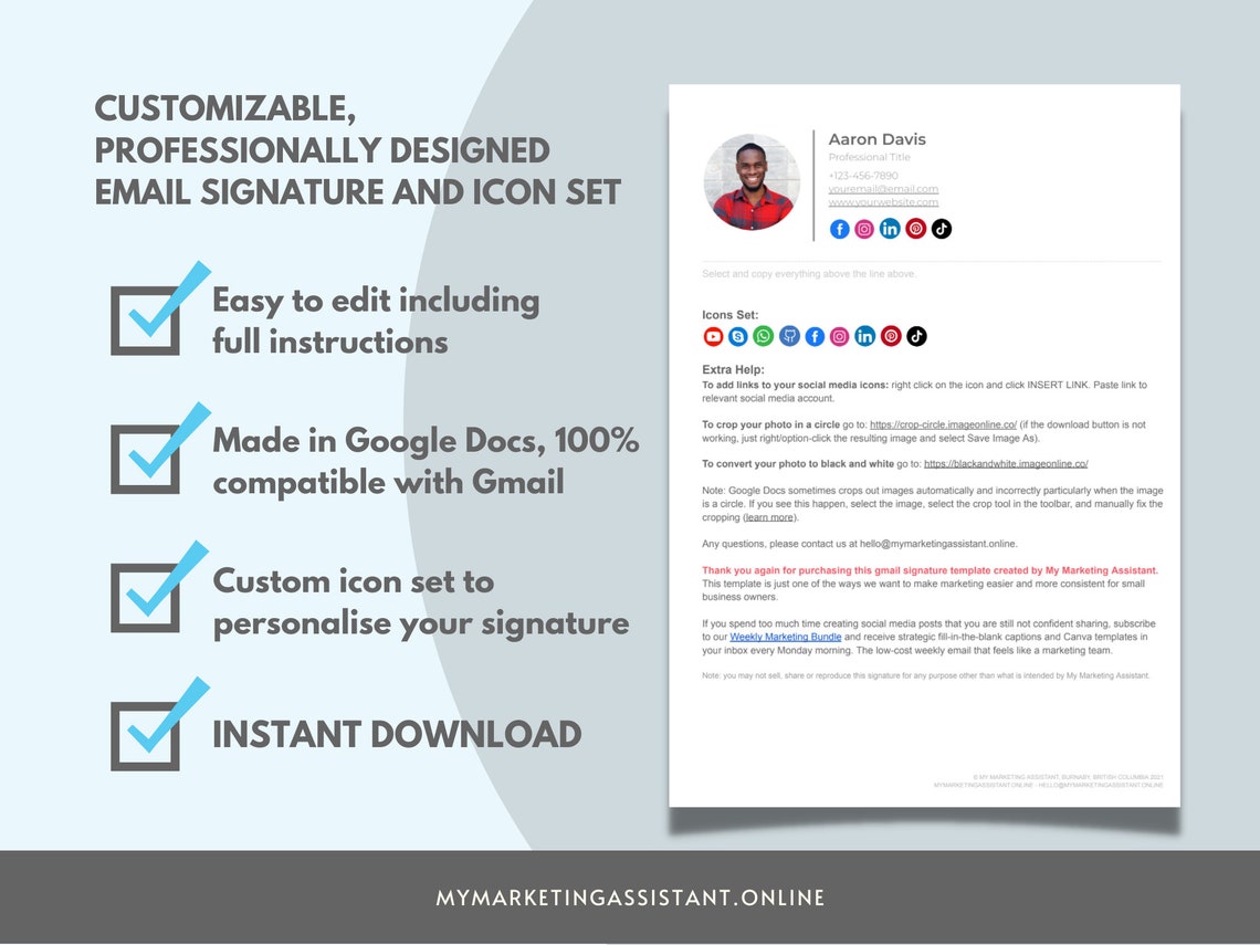 Gmail Email Signature Template | Clickable Email Signature ...