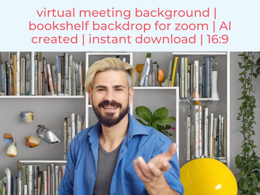 Bookshelf Zoom Background for Home Office | Virtual Meeting Background ...