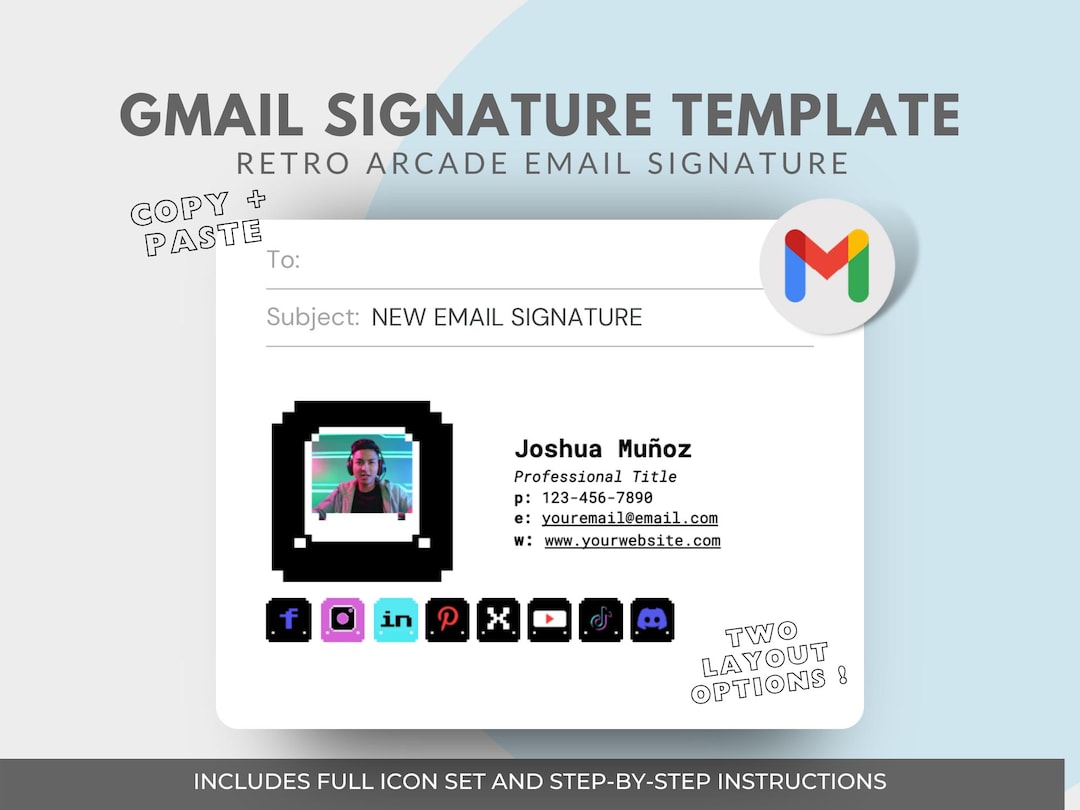 Retro Arcade Gmail Email Signature Template | Clickable Email Signature ...