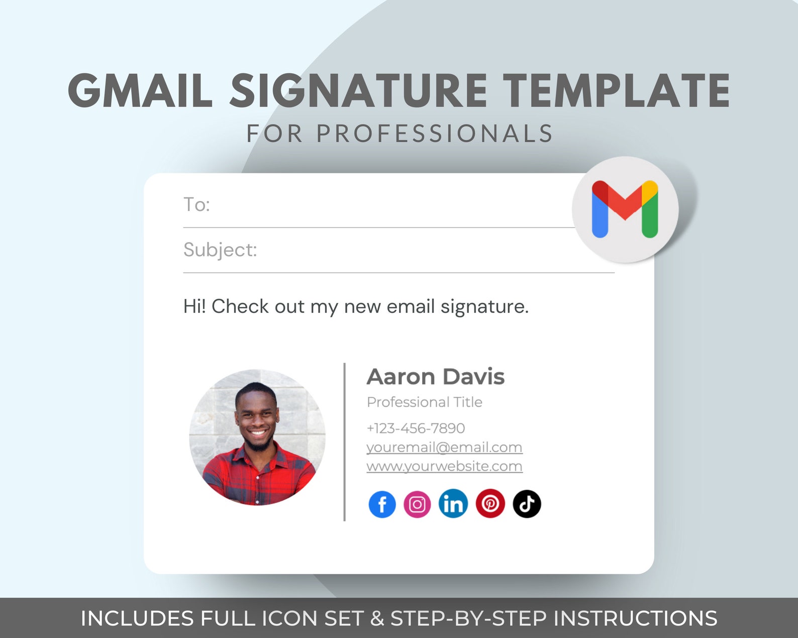 Gmail Email Signature Template | Clickable Email Signature ...