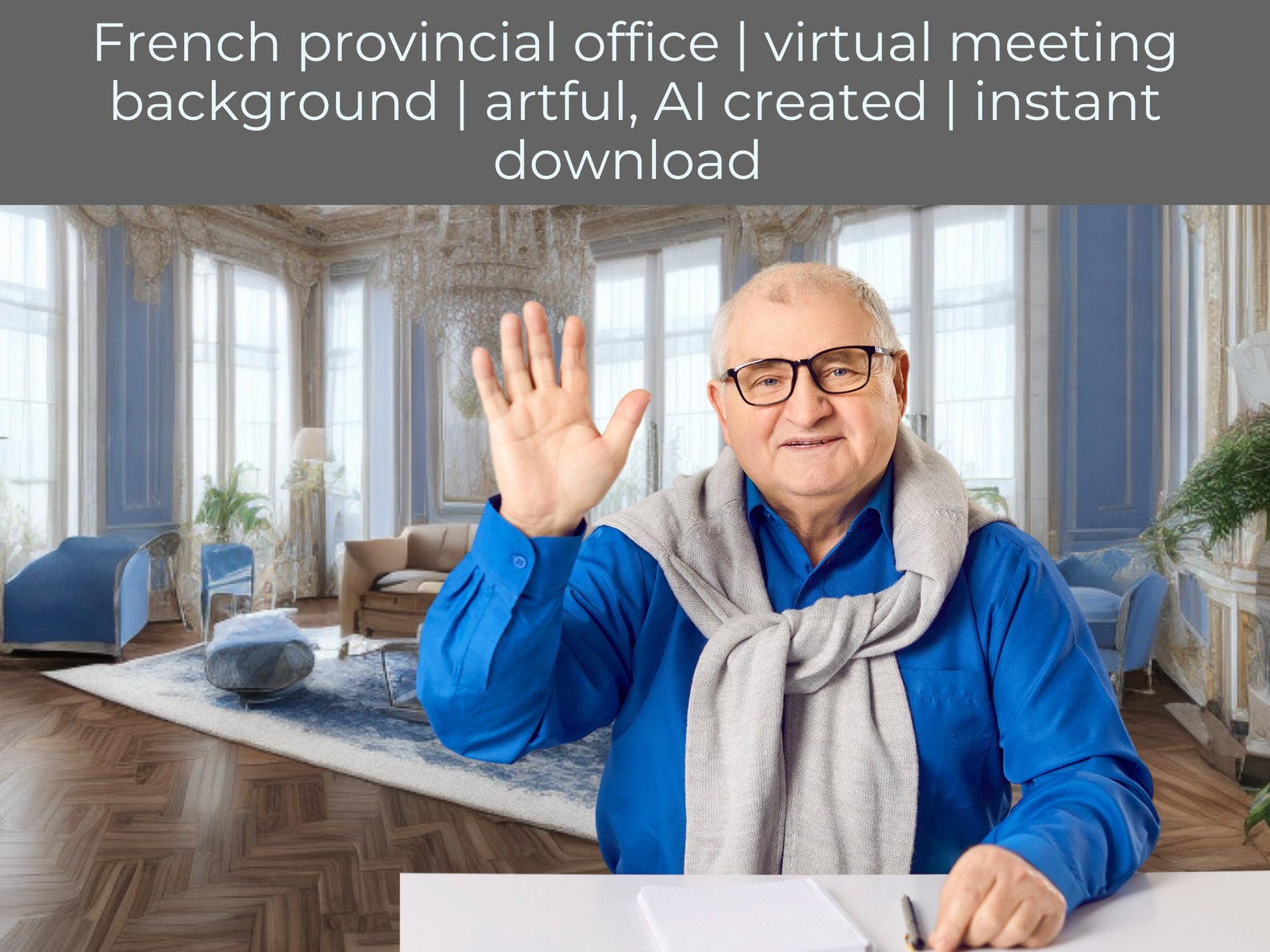 French Provincial Office Zoom Background | AI Art (digital Download) - Etsy