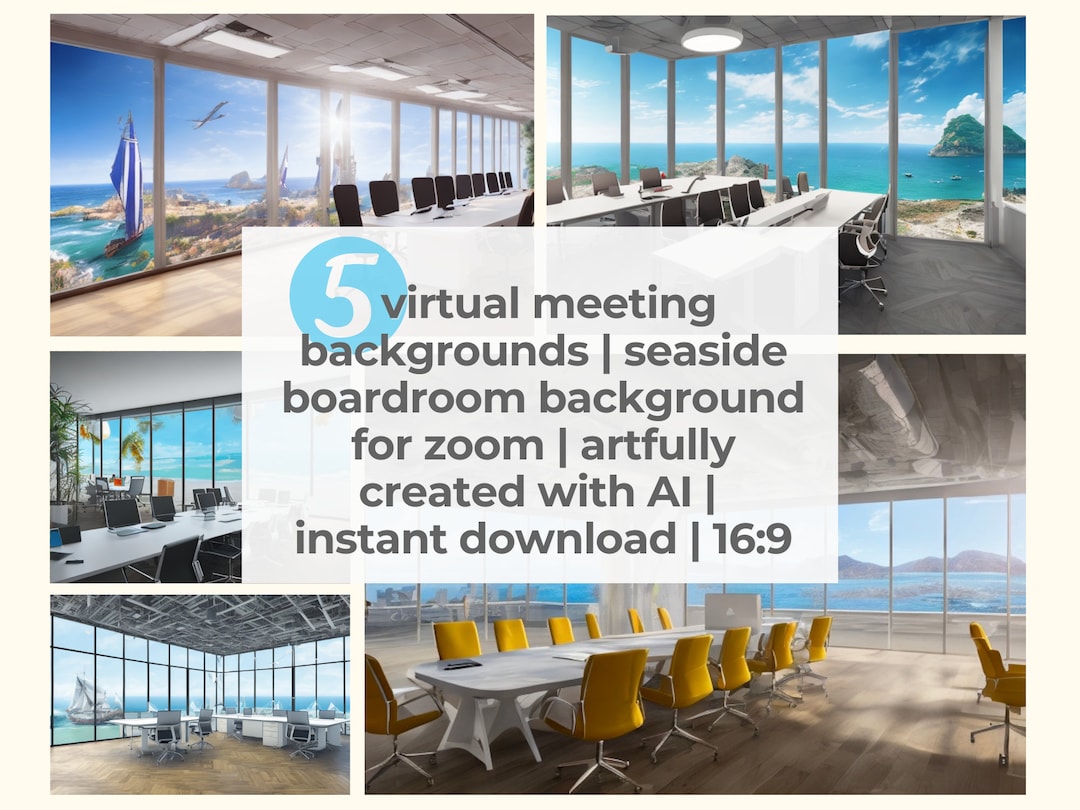 5 Seaside Office Virtual Meeting Backgrounds | Zoom Background for Home ...