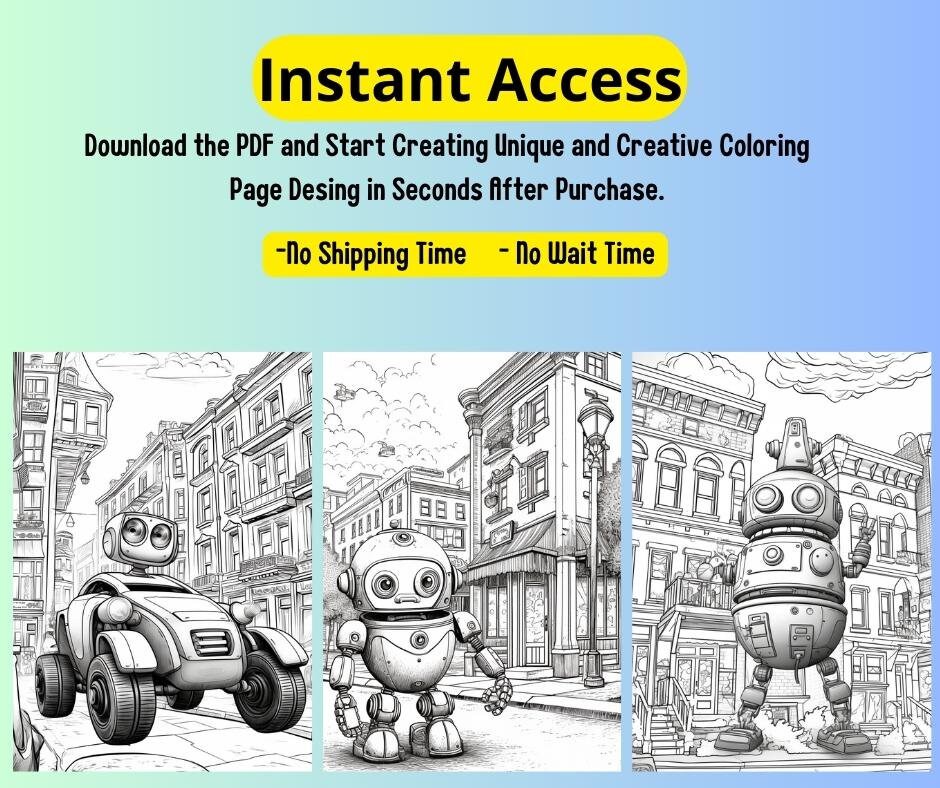 40 Amazing Robots Coloring Pages for Kids Coloring Book 40 Digital ...