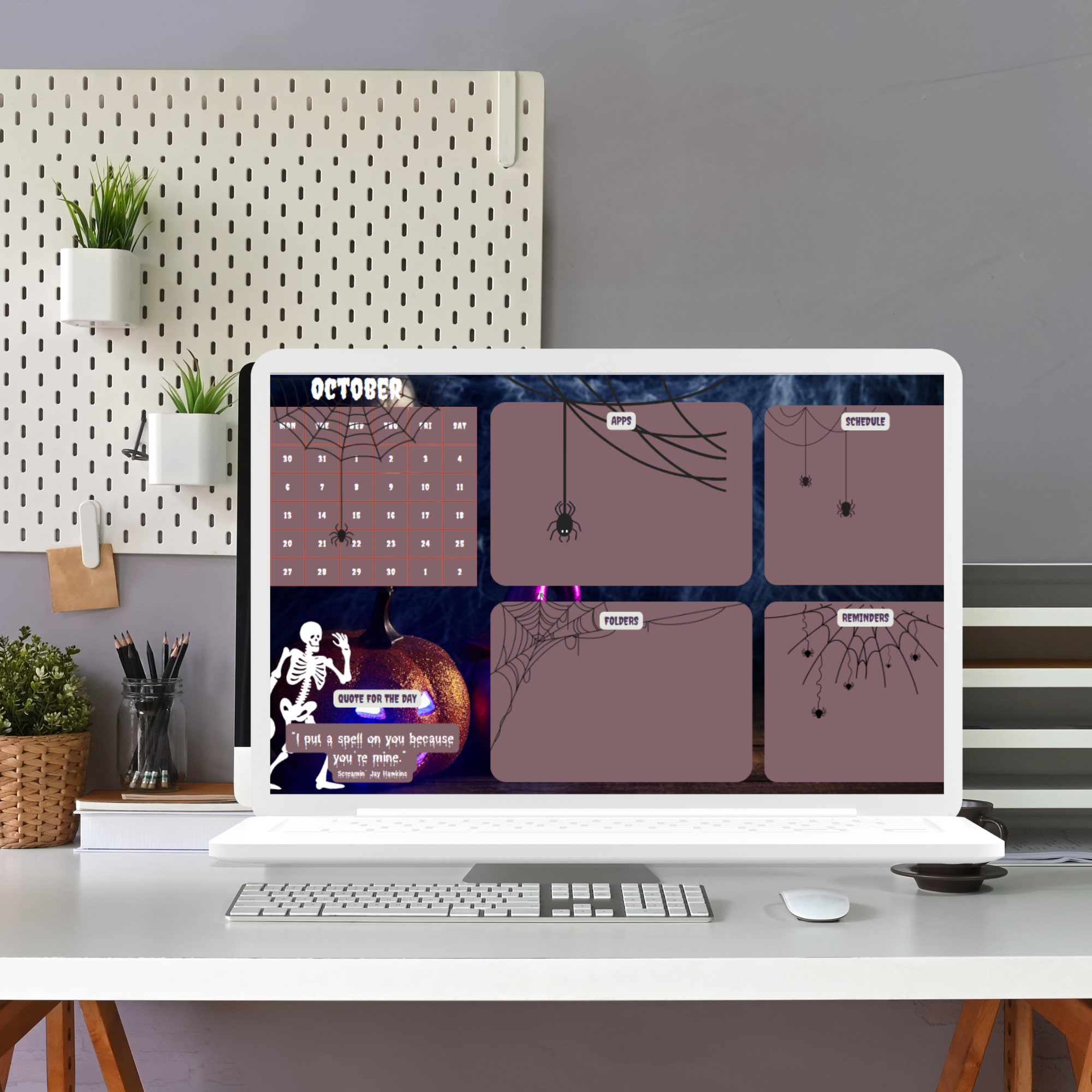 Halloween Retro Desktop Wallpaper Organizer With 5 Different - Etsy