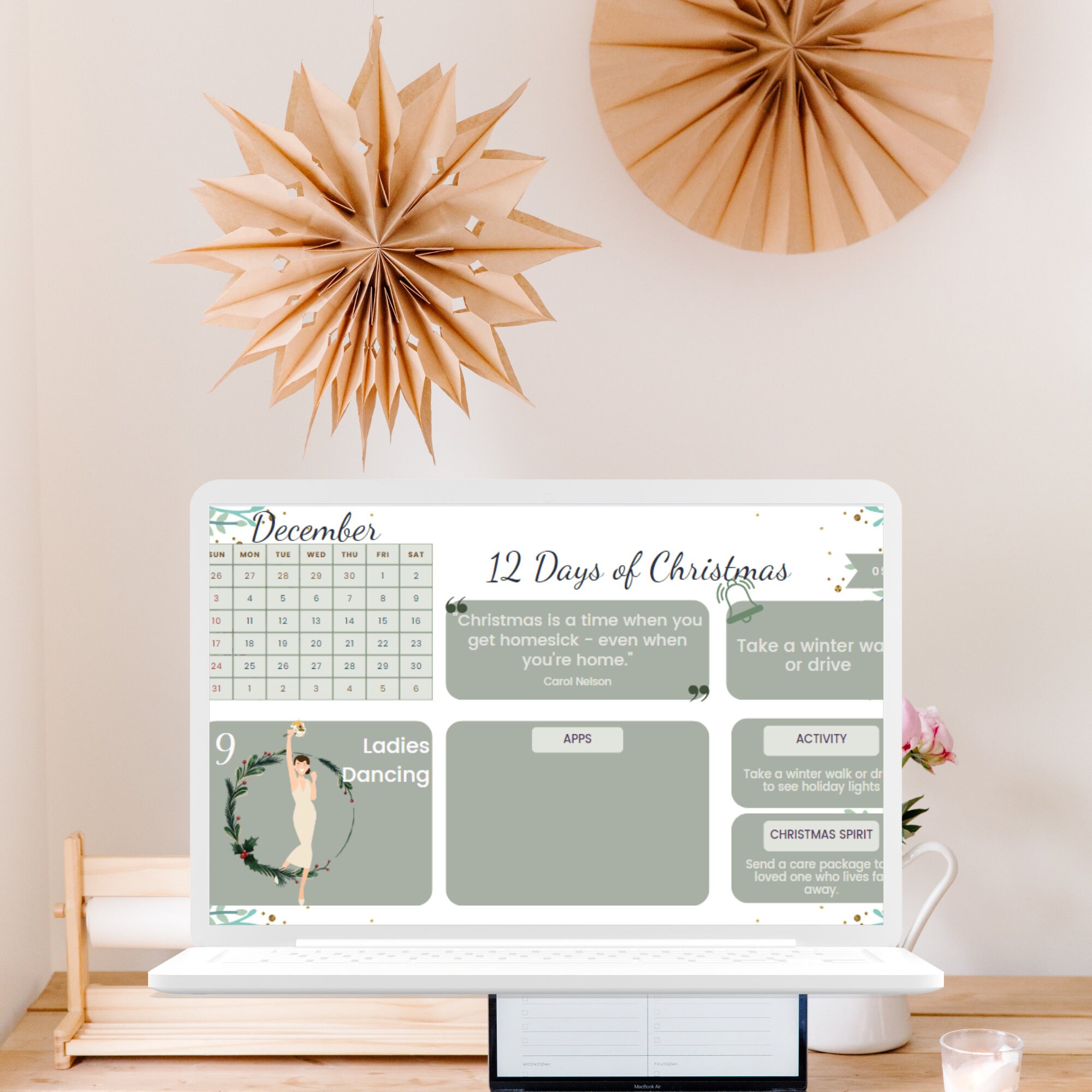 12 Days of Christmas Desktop Wallpaper Organizer - Etsy