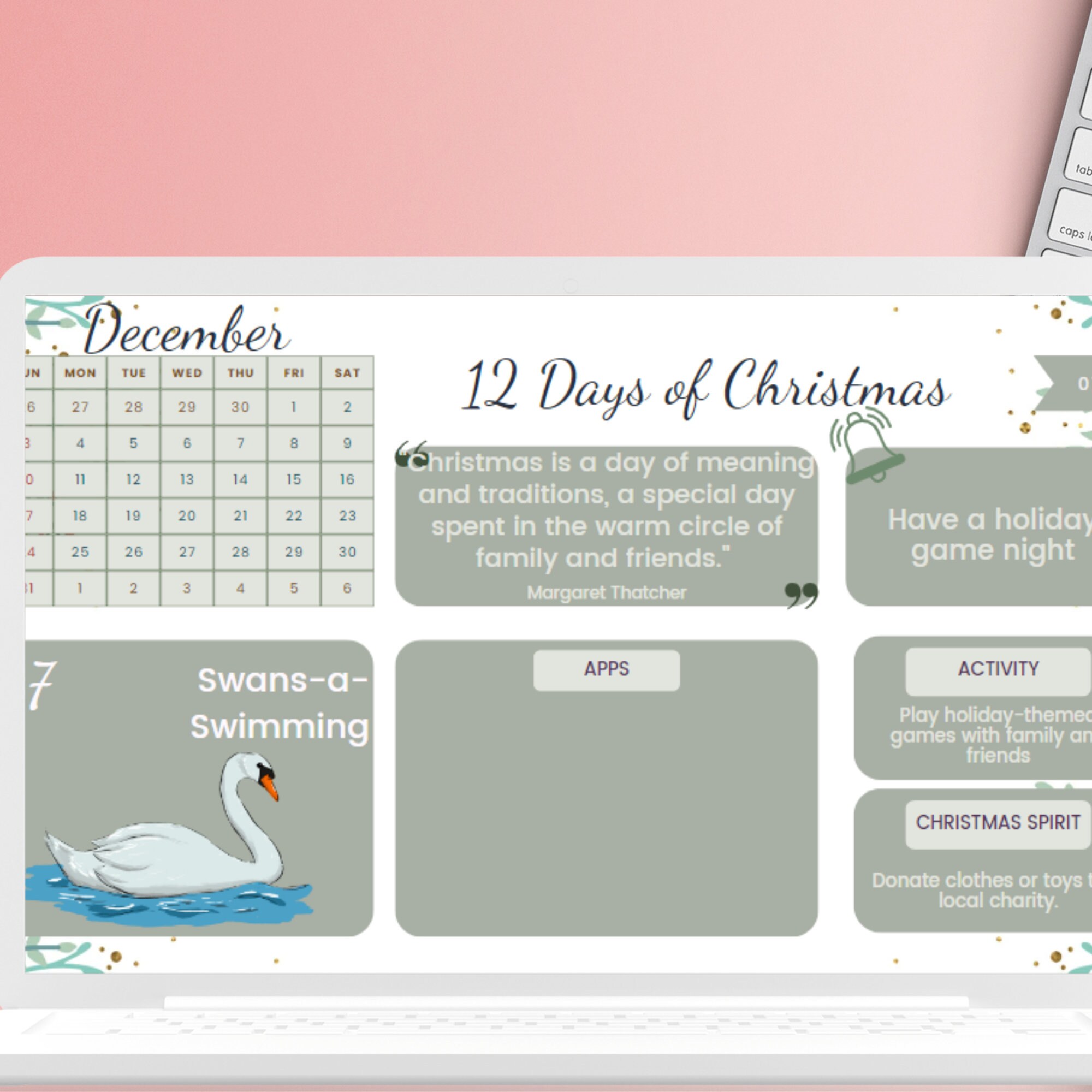 12 Days of Christmas Desktop Wallpaper Organizer - Etsy