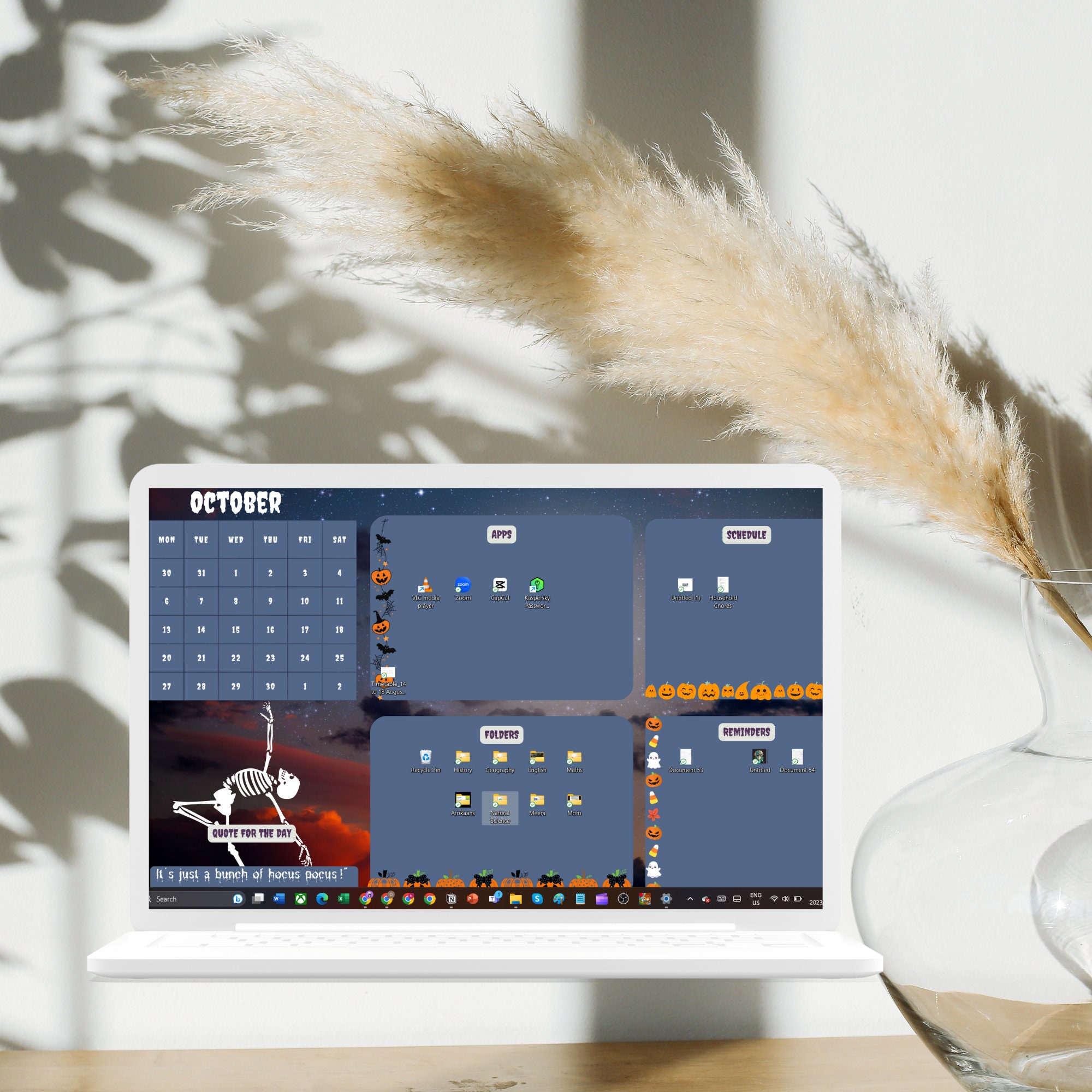 Halloween Retro Desktop Wallpaper Organizer With 5 Different - Etsy