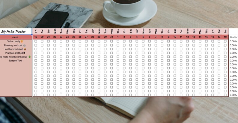 Google Sheet Monthly Habit Tracker Printable Habit Tracker - Etsy