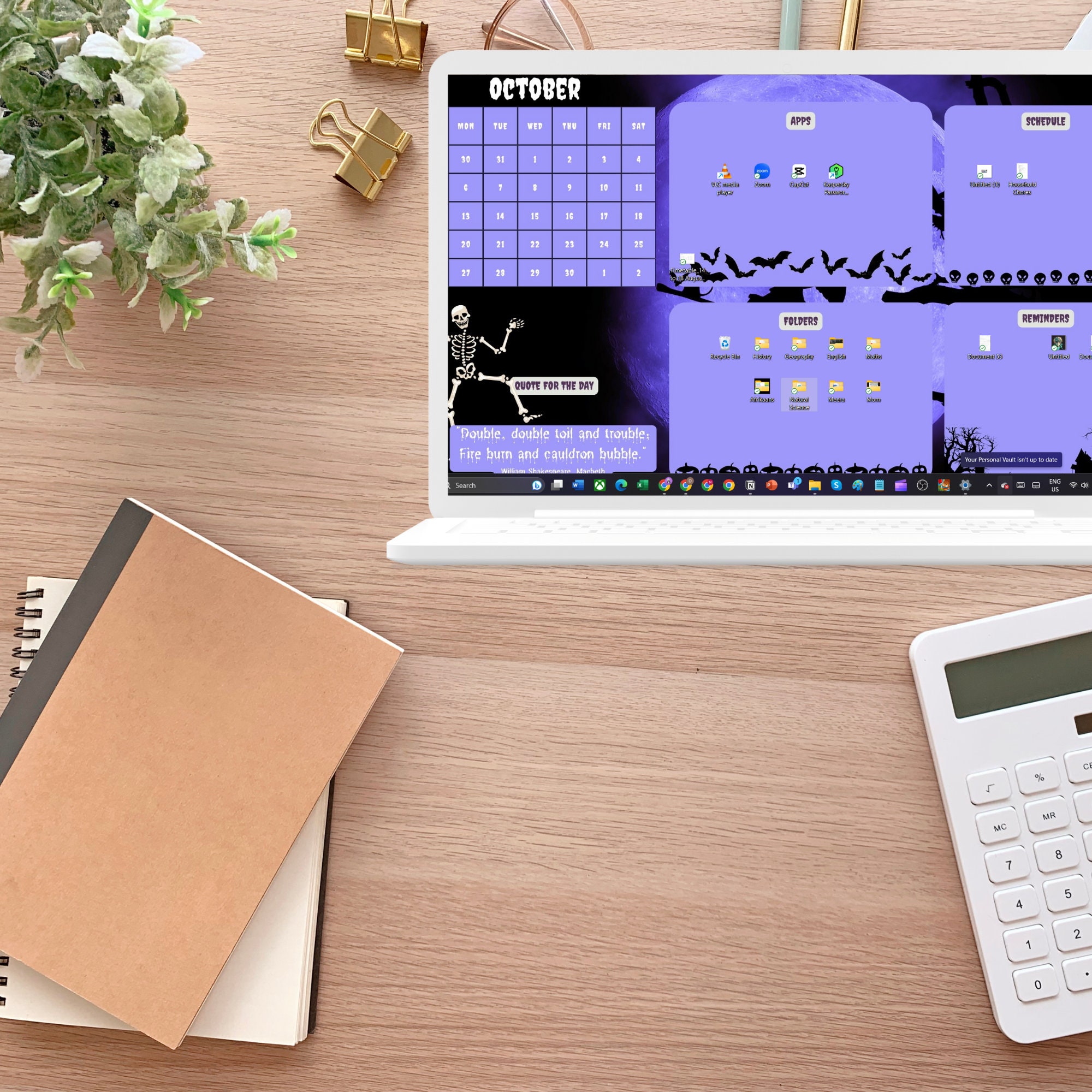 Halloween Retro Desktop Wallpaper Organizer With 5 Different - Etsy