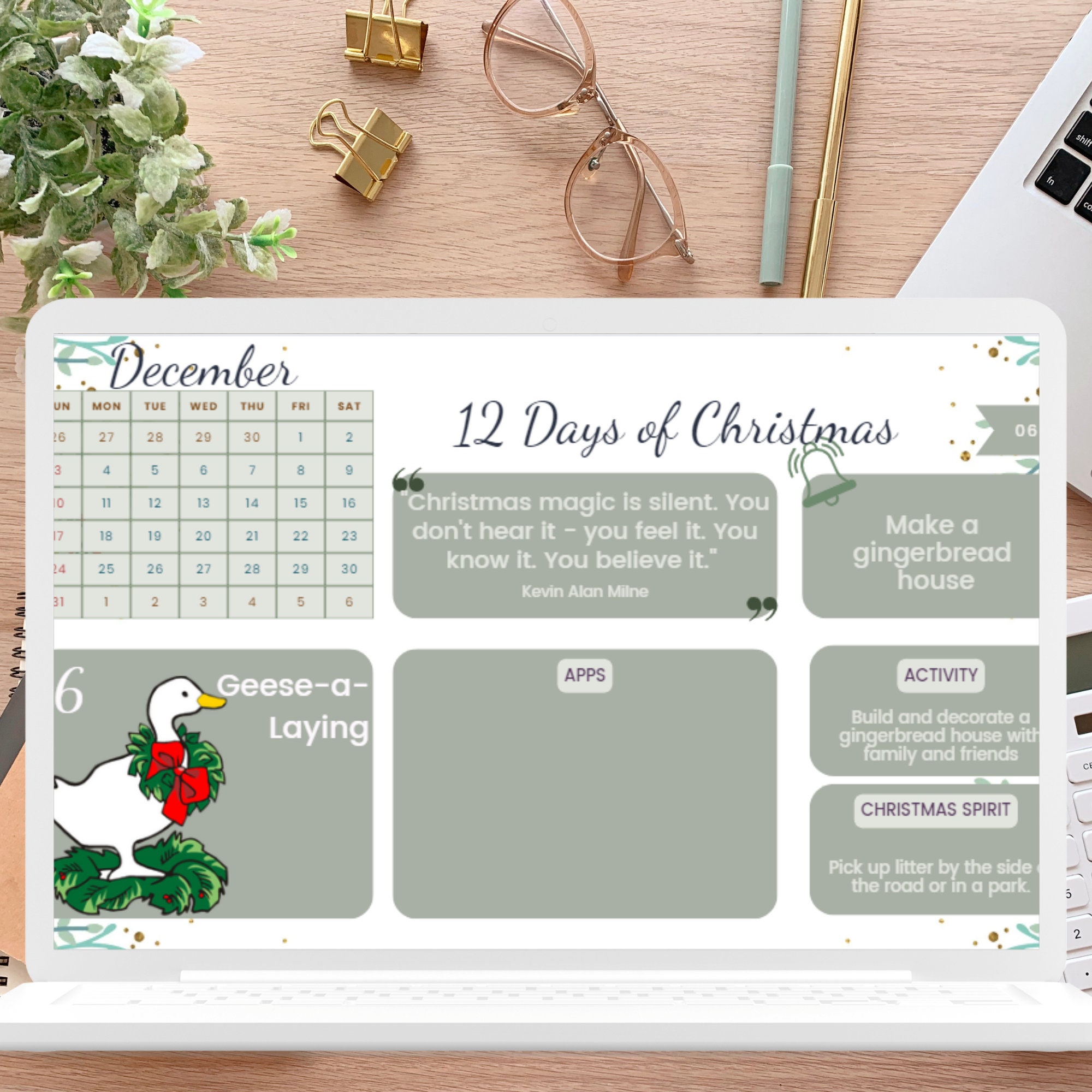12 Days of Christmas Desktop Wallpaper Organizer - Etsy