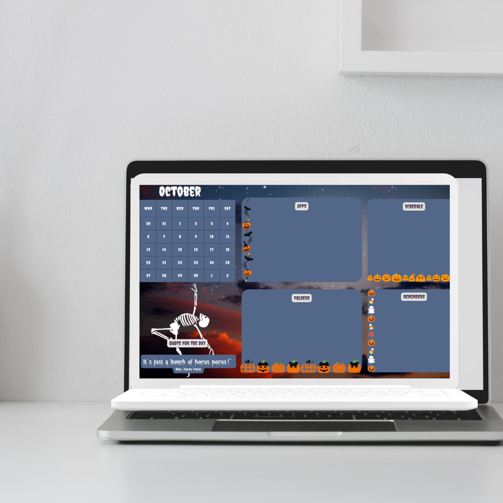 Halloween Retro Desktop Wallpaper Organizer With 5 Different - Etsy