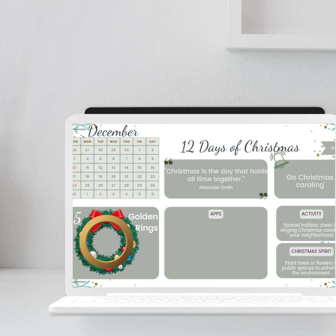 12 Days of Christmas Desktop Wallpaper Organizer - Etsy