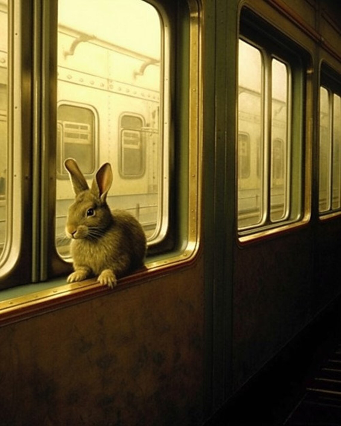 Rabbit on the Train Window - Art Print - Etsy