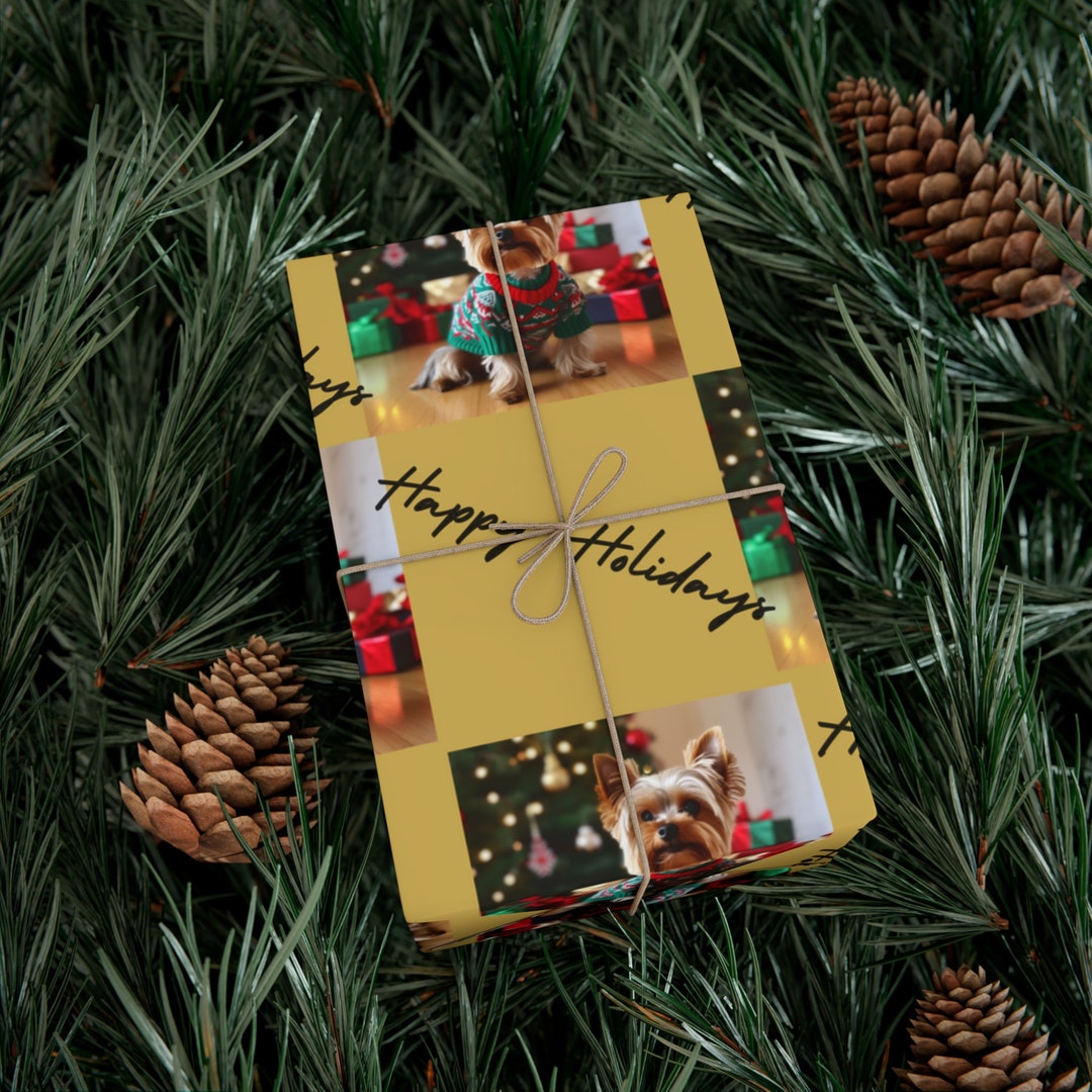 Happy Holidays Yorkie Gift Wrap Paper - Etsy