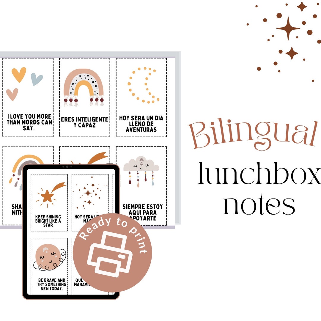 Bilingual Spanish to English Lunch Box Notes for Kids - Etsy