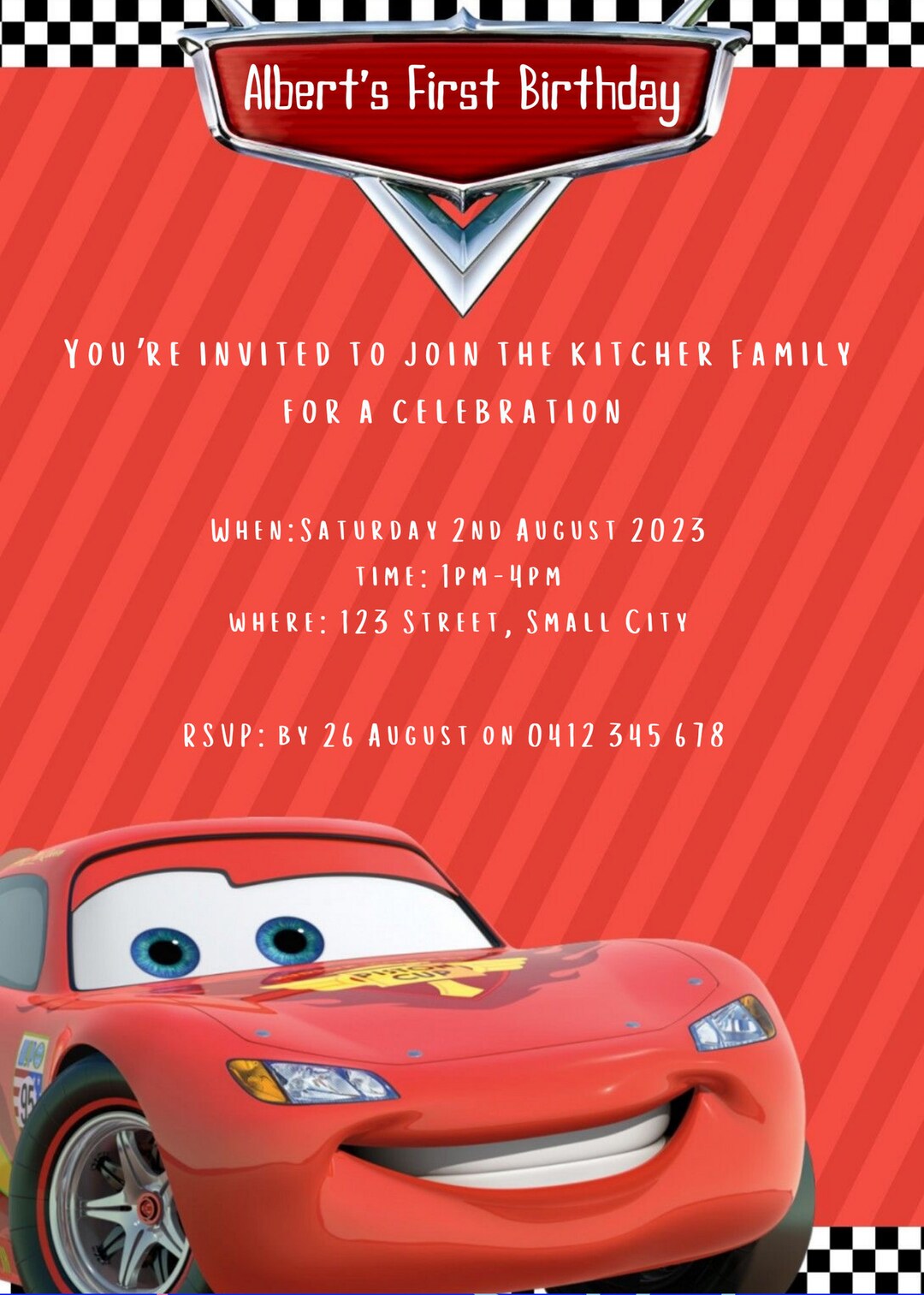 Lightening Mcqueen Party Invitation - Etsy