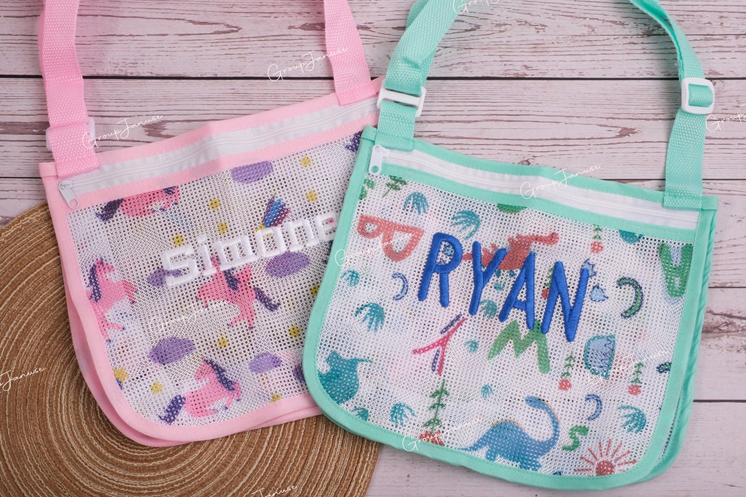 Personalized Kids Beach Tote Custom Mesh Bag for Collecting Sand and ...