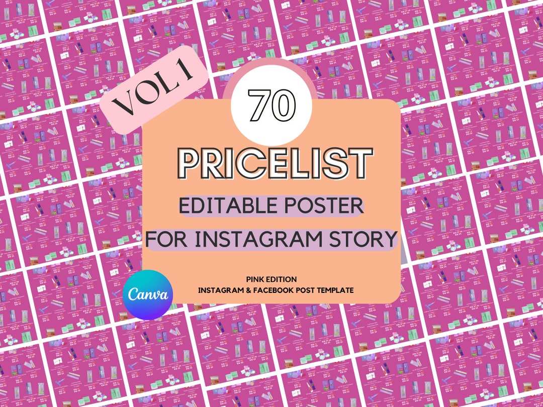 70 Price List Templates Editable Canva, Pink Pinterest Templates - Etsy