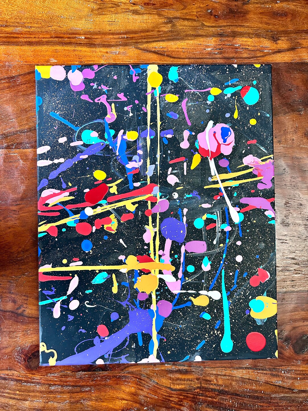 20x16 Acrylic Splatter Art - Crazy Rainbow - Etsy