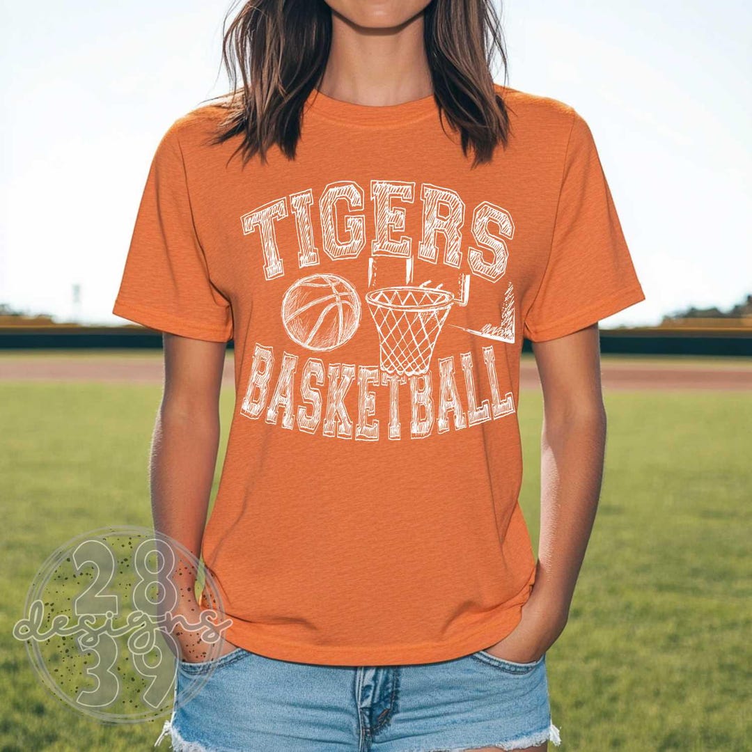 TIGERS Basketball Spirit Wear T-shirt, Team Apparel With Custom Mascot ...