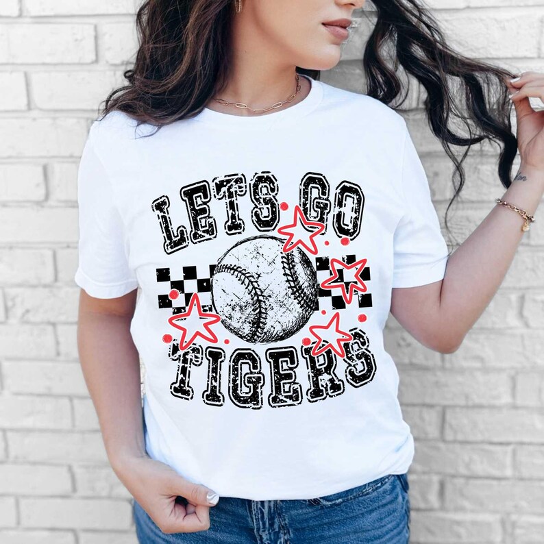 Let's Go TIGERS Baseball Custom Spirit T-shirt, Mascot Team Spirit Wear for Baseball, Great for ...