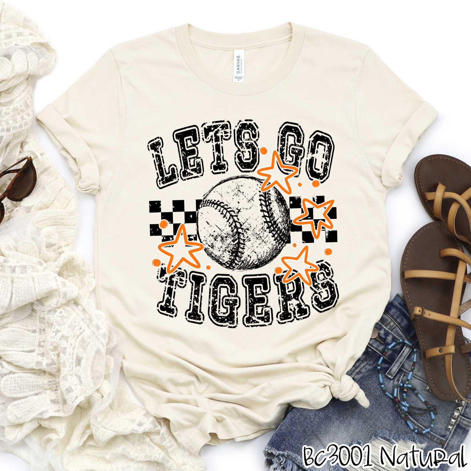 Let's Go TIGERS Baseball Custom Spirit T-shirt, Mascot Team Spirit Wear ...