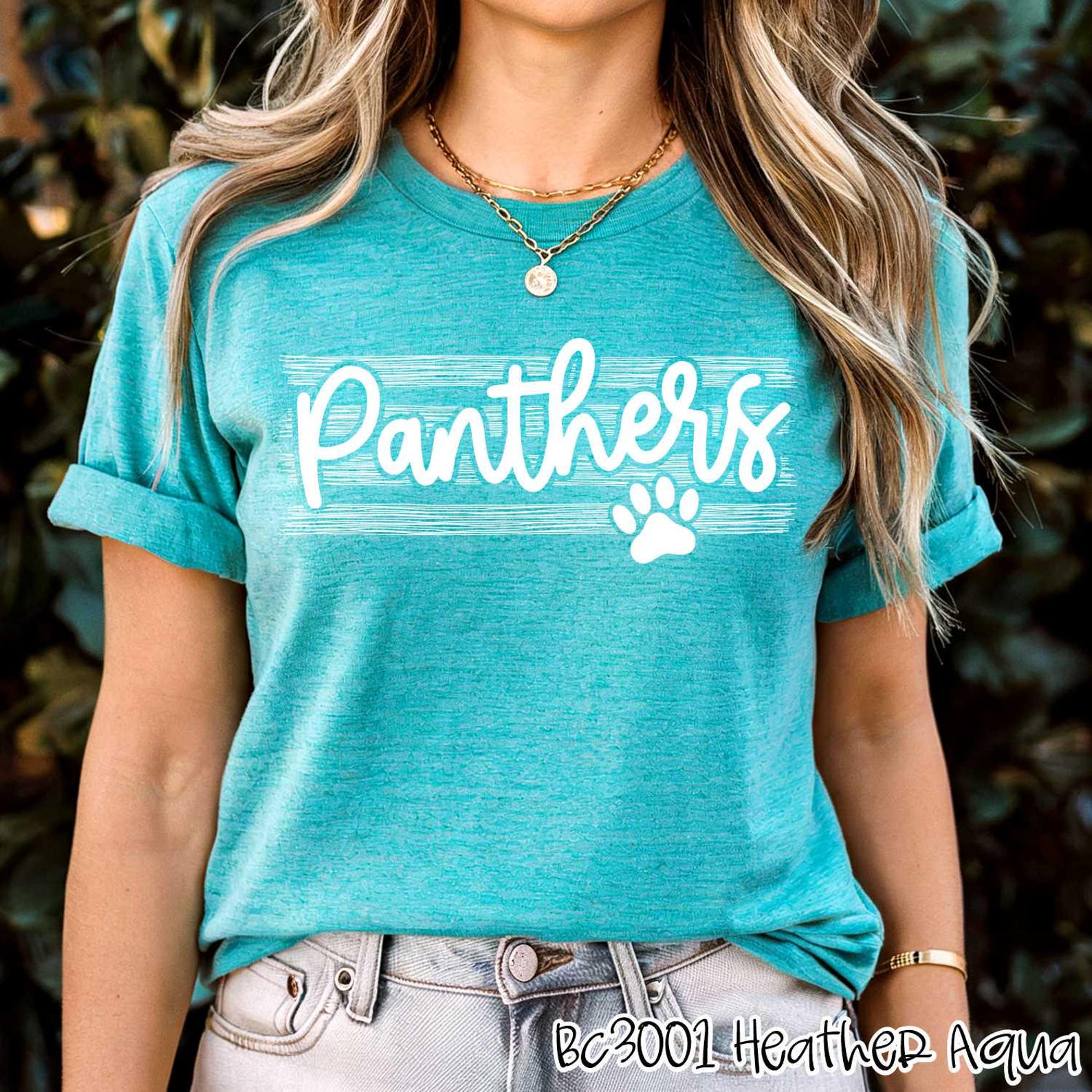 PANTHERS on Stripes Spirit T-shirt, Mascot Team Spirit Wear for ...