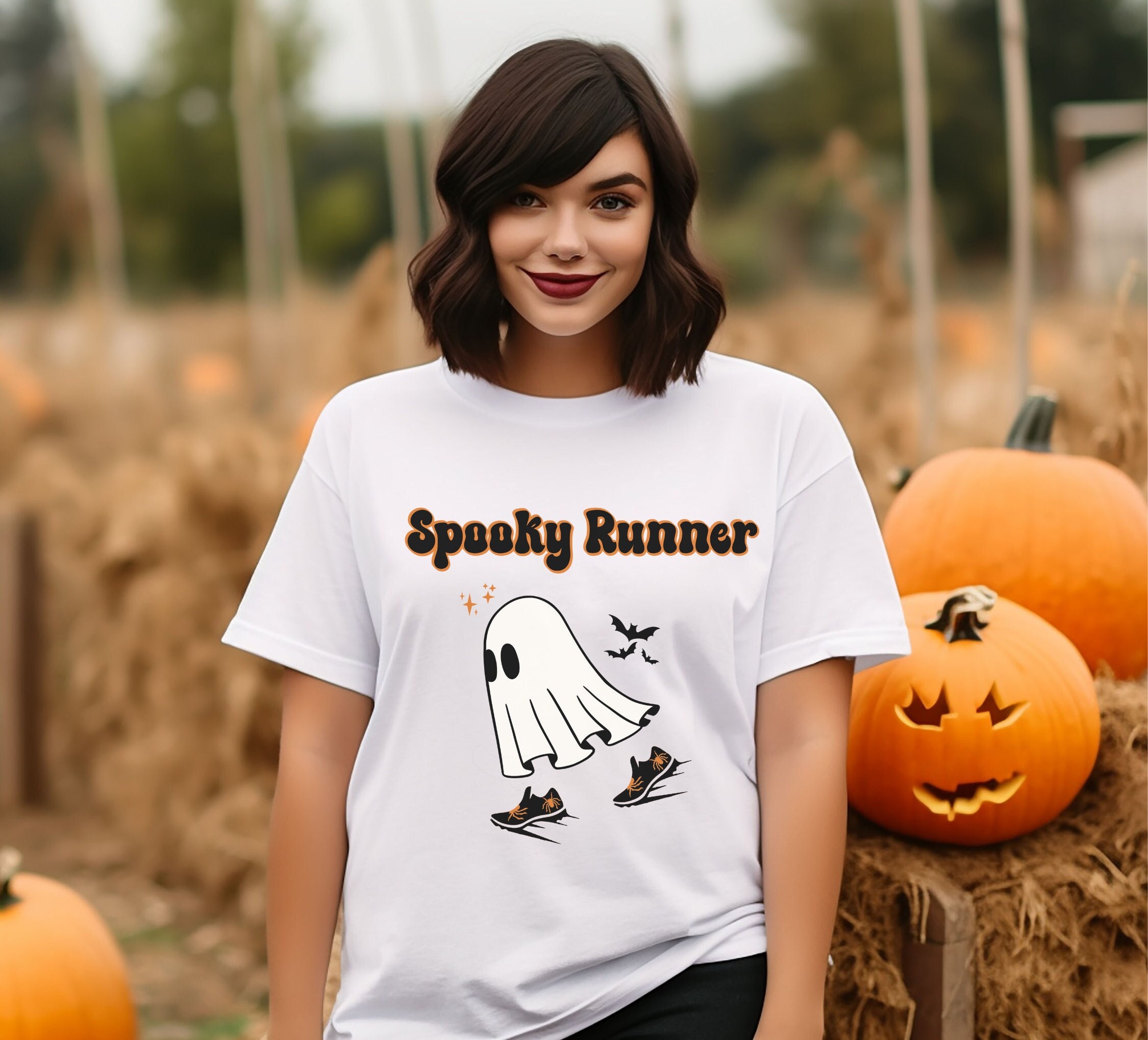Spooky Runner T-shirt Cute Ghost Shirt Halloween Running - Etsy