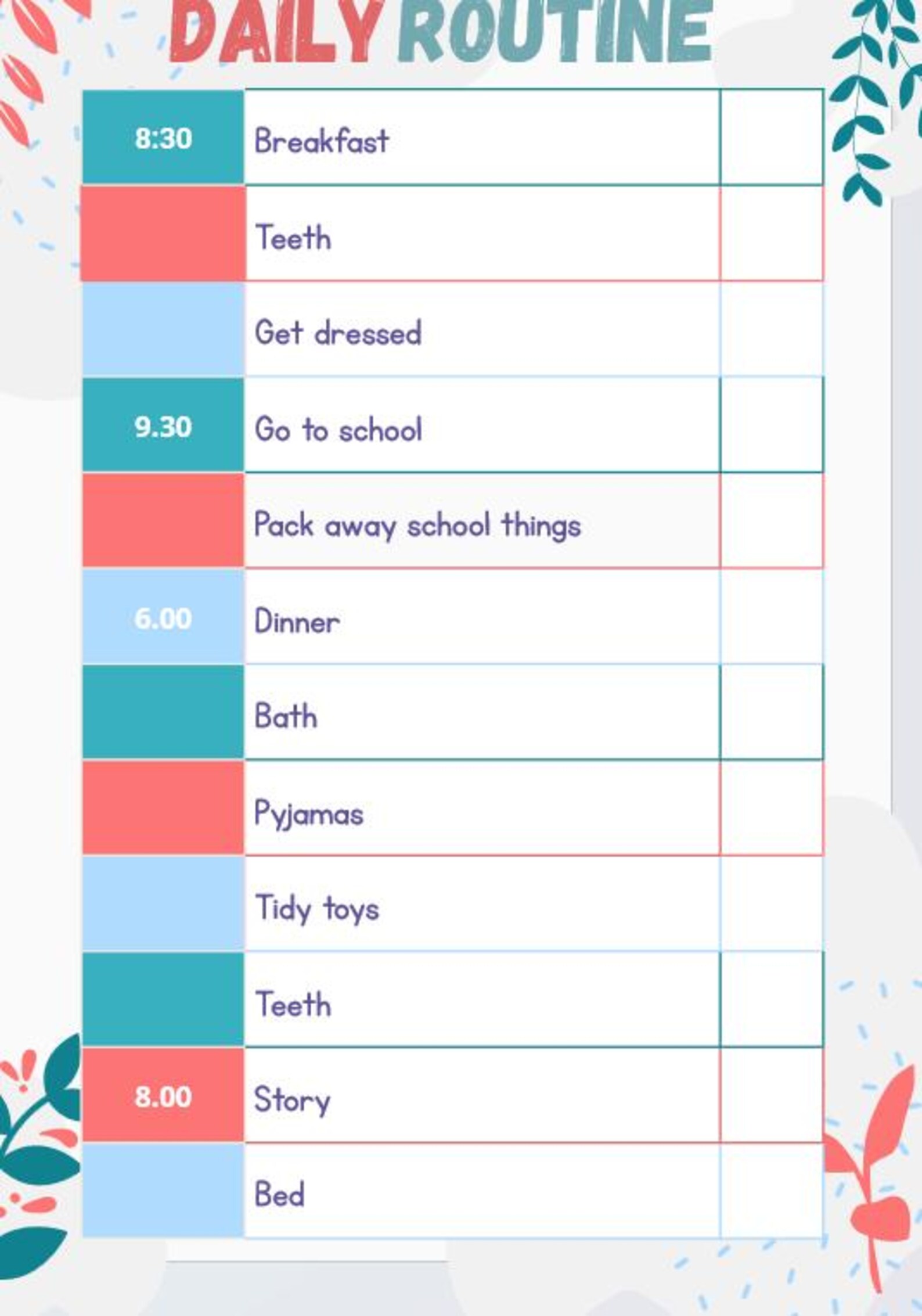Customizable Daily Routine Planner (printable) - Etsy