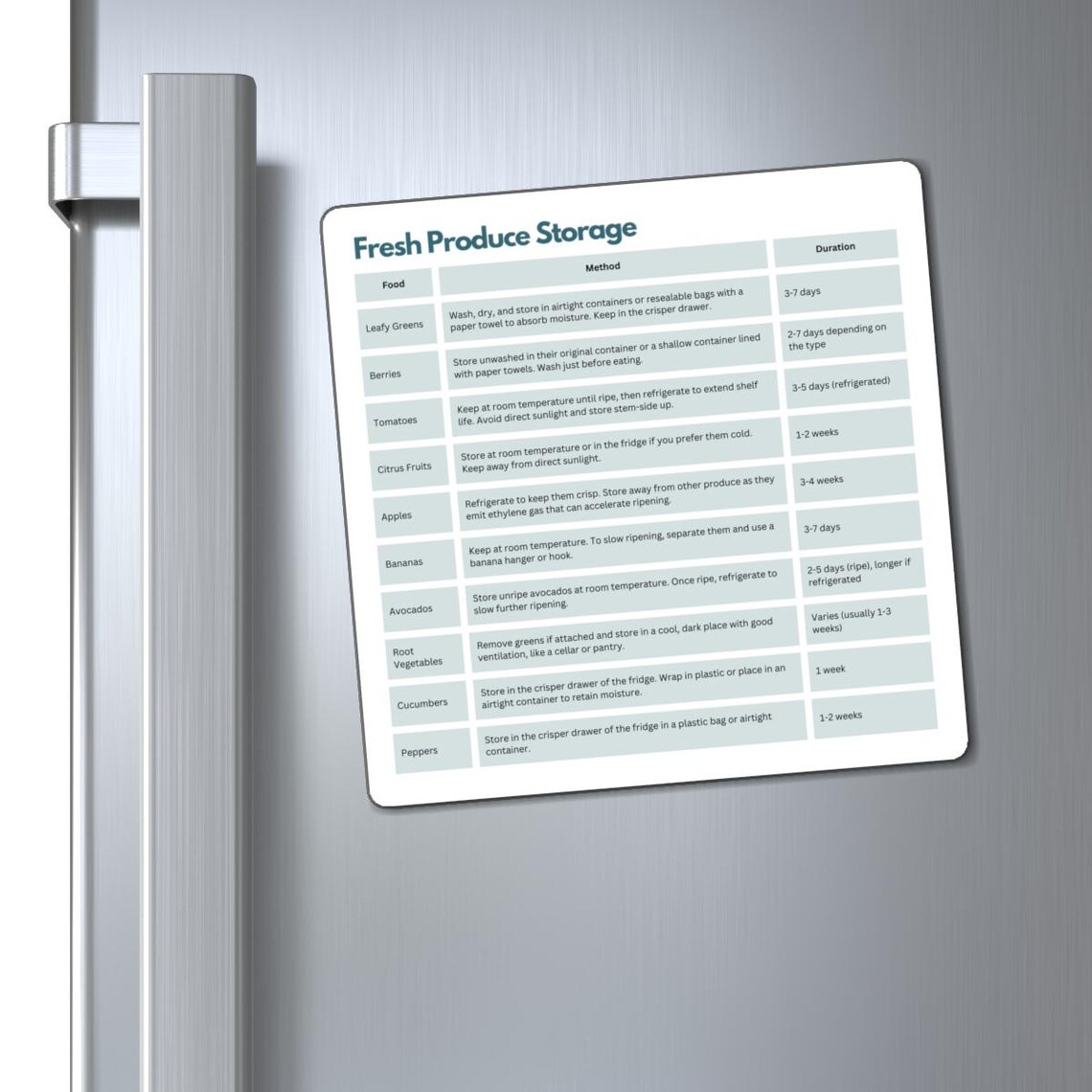 Kitchen Magnet, Food Storage Cheat Sheet Fridge Magnets, Refrigerator ...