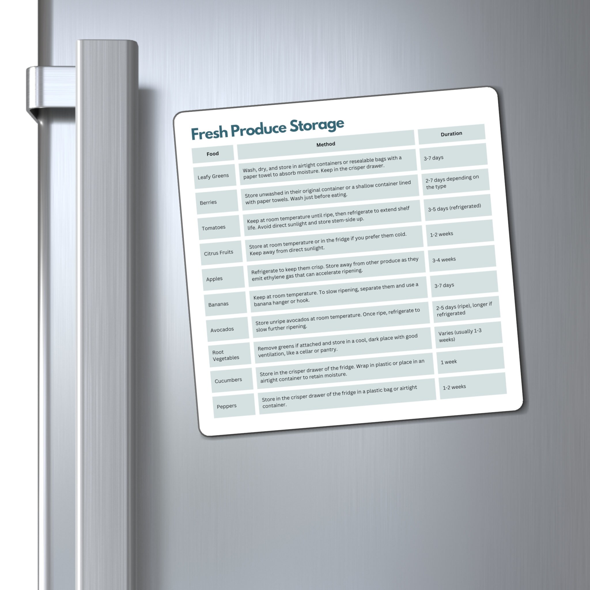 Fresh Food Storage Quick Reference Magnet - Etsy