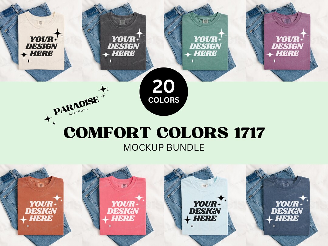 Comfort Colors 1717 Mockup Bundle, Folded Flat Lay T-shirt Mockups, Tee ...