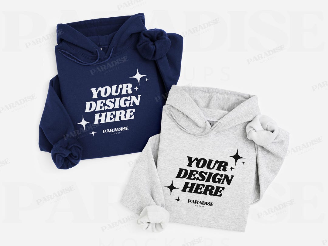 Gildan 18500 Navy & Ash Sweatshirt Mockup, Folded Group Flat Lay ...