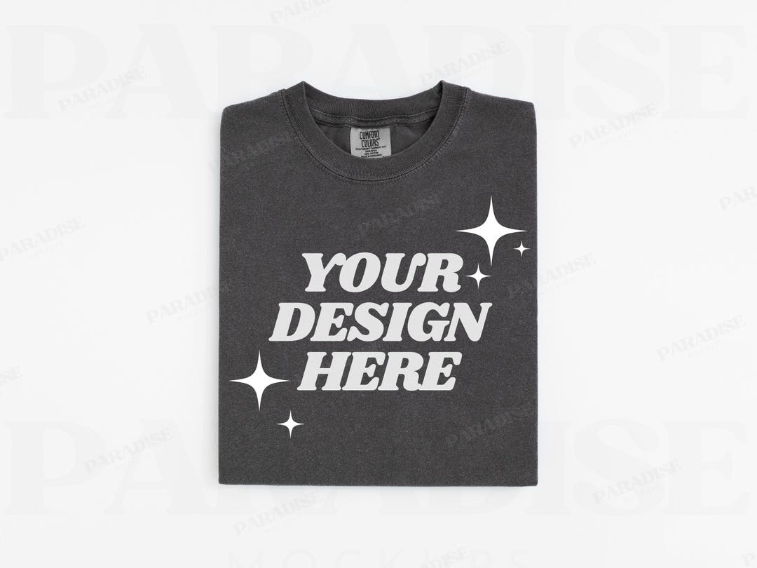 Comfort Colors 3023CL Pepper Mockup, Folded Gray Flat Lay T-shirt Mock ...