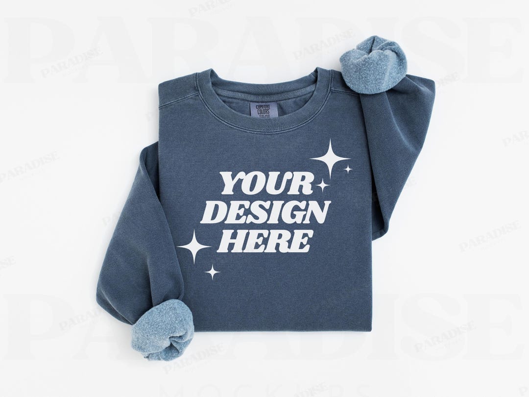 Comfort Colors 1566 Denim Mockup, Folded Flat Lay Sweatshirt Mock Up ...