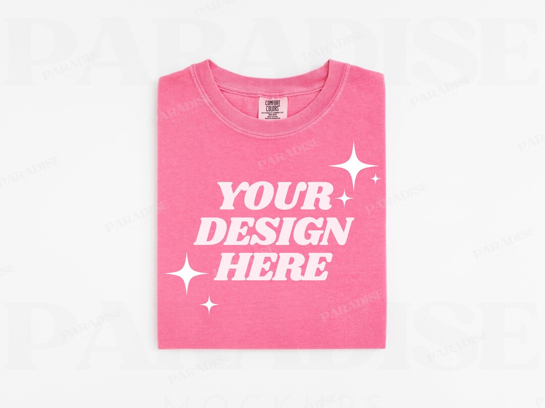 Comfort Colors 1717 Crunchberry Mockup, Folded Tshirt Mock-up, Pink ...