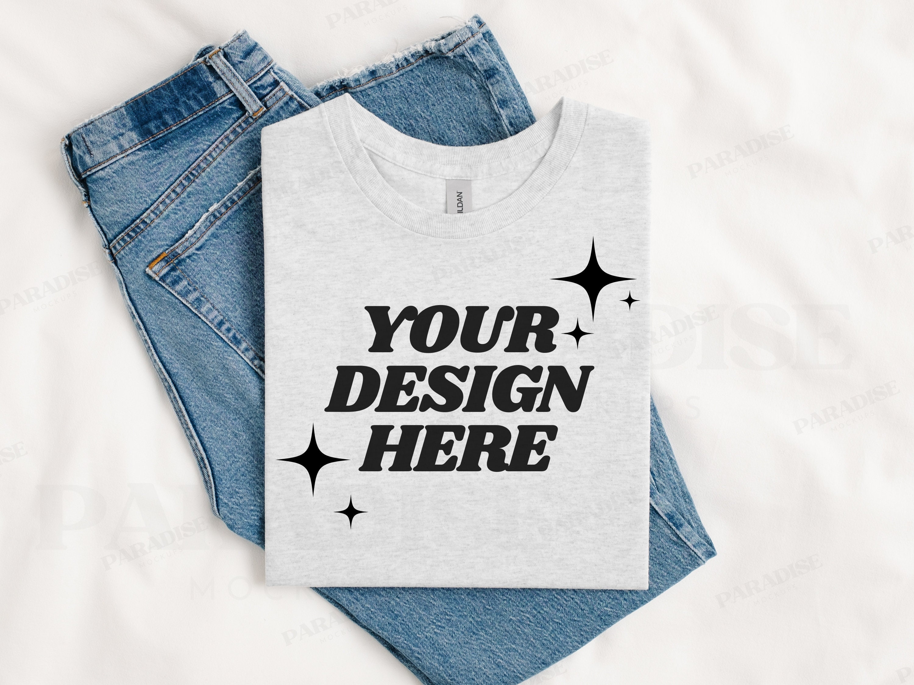 Gildan 5000 Ash T-shirt Mockup, Grey Folded Flatlay Tee Shirt Mock Up ...