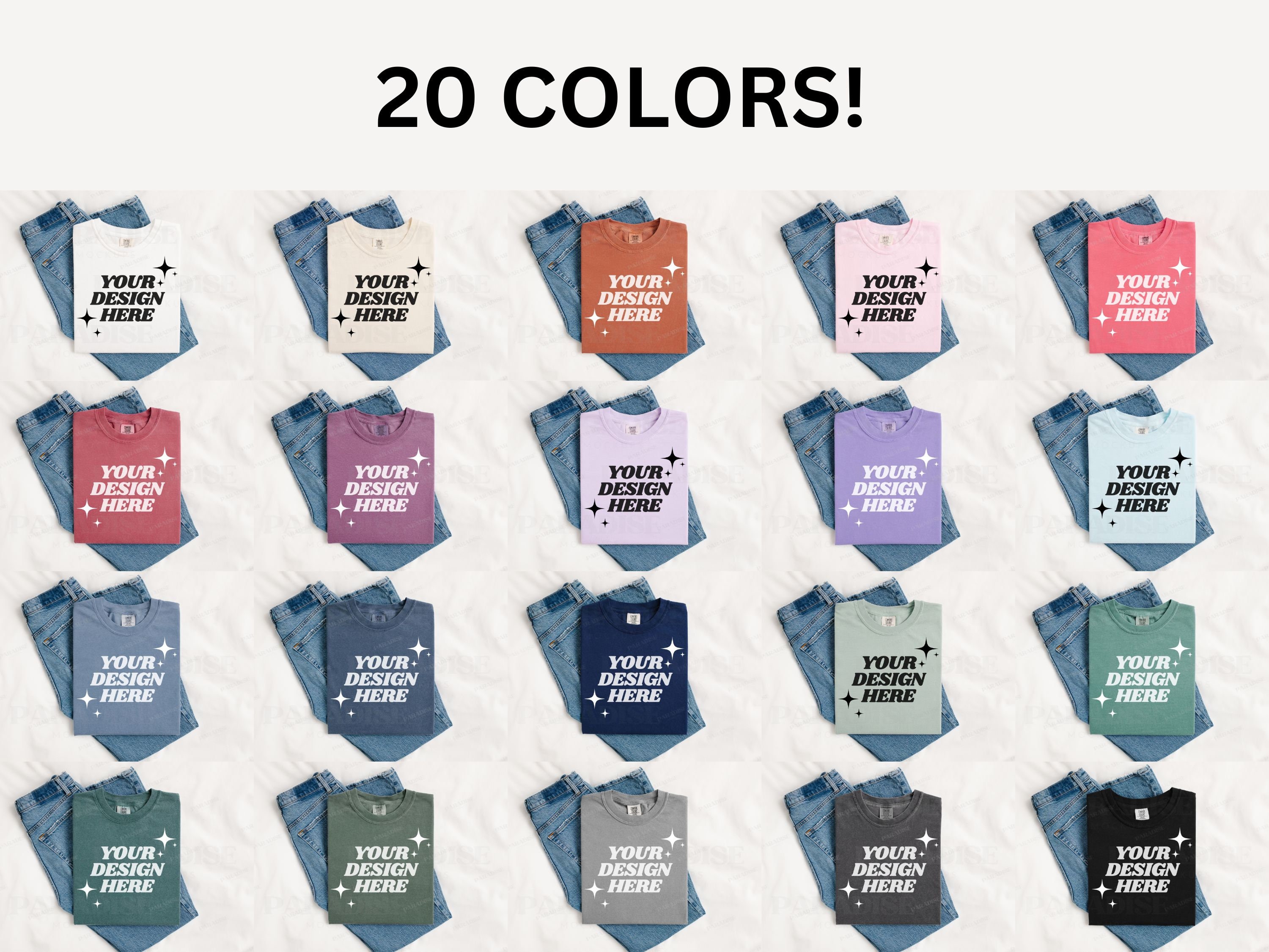 Comfort Colors 1717 Mockup Bundle, Folded Flat Lay T-shirt Mockups, Tee ...