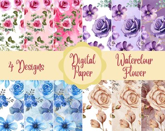 Seamless Purple Blue Mauve Pink Digital Papers, Seamless Printable ...