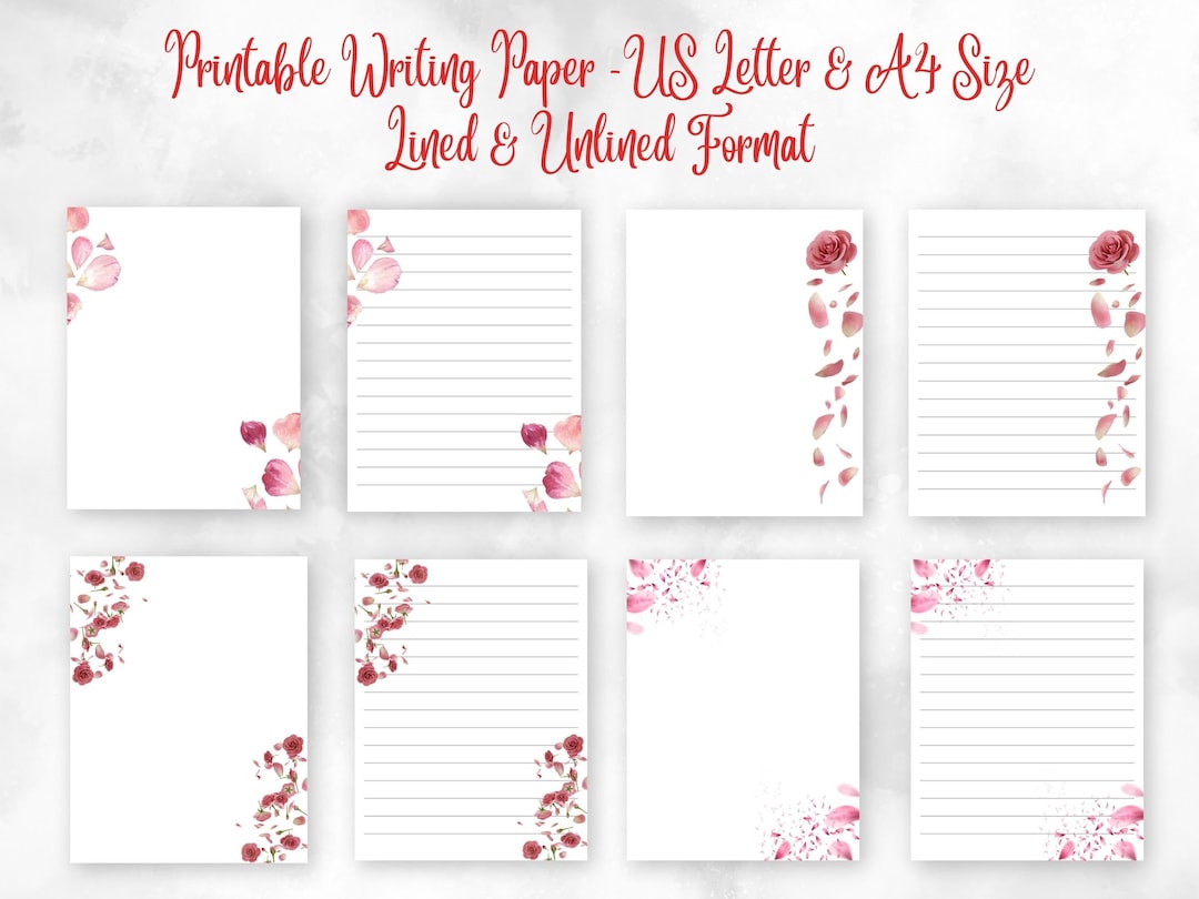 Floral Border Printable Writing Paper, Instant Download, Journal ...