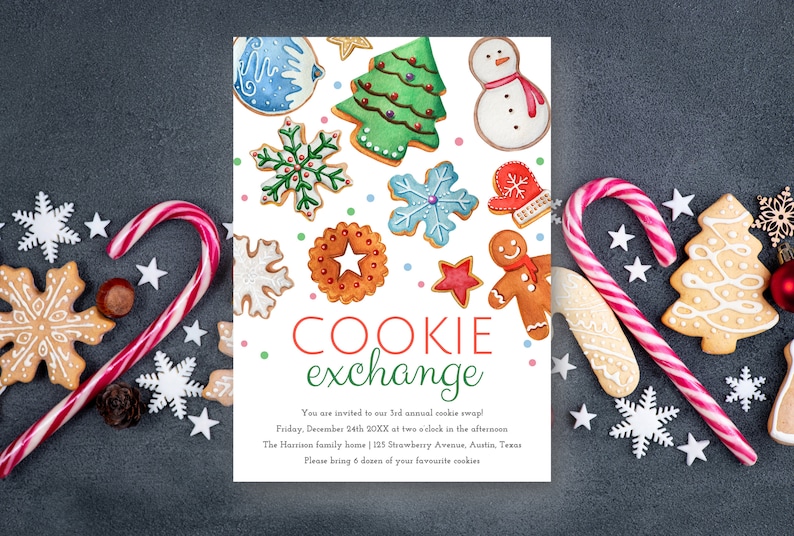 Editable Printable Christmas Cookie Party Invitation, Digital Download ...