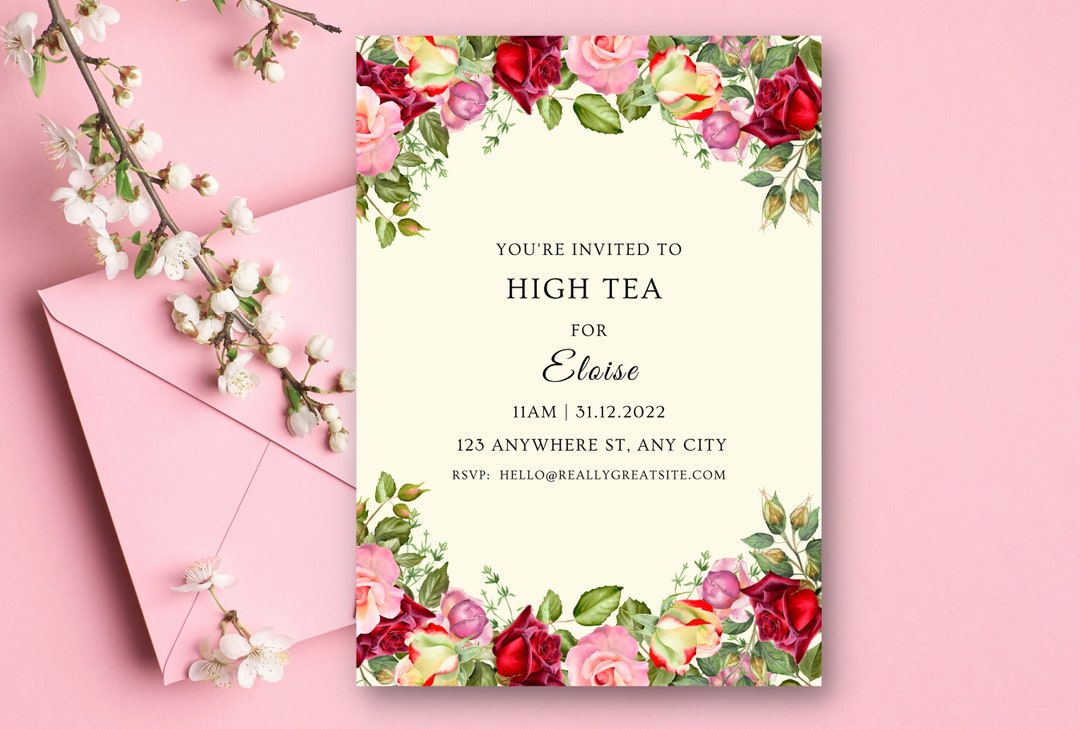 Editable Printable High Tea Invitation Template, Digital Download ...