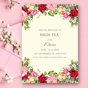 Editable Printable High Tea Invitation Template, Digital Download ...
