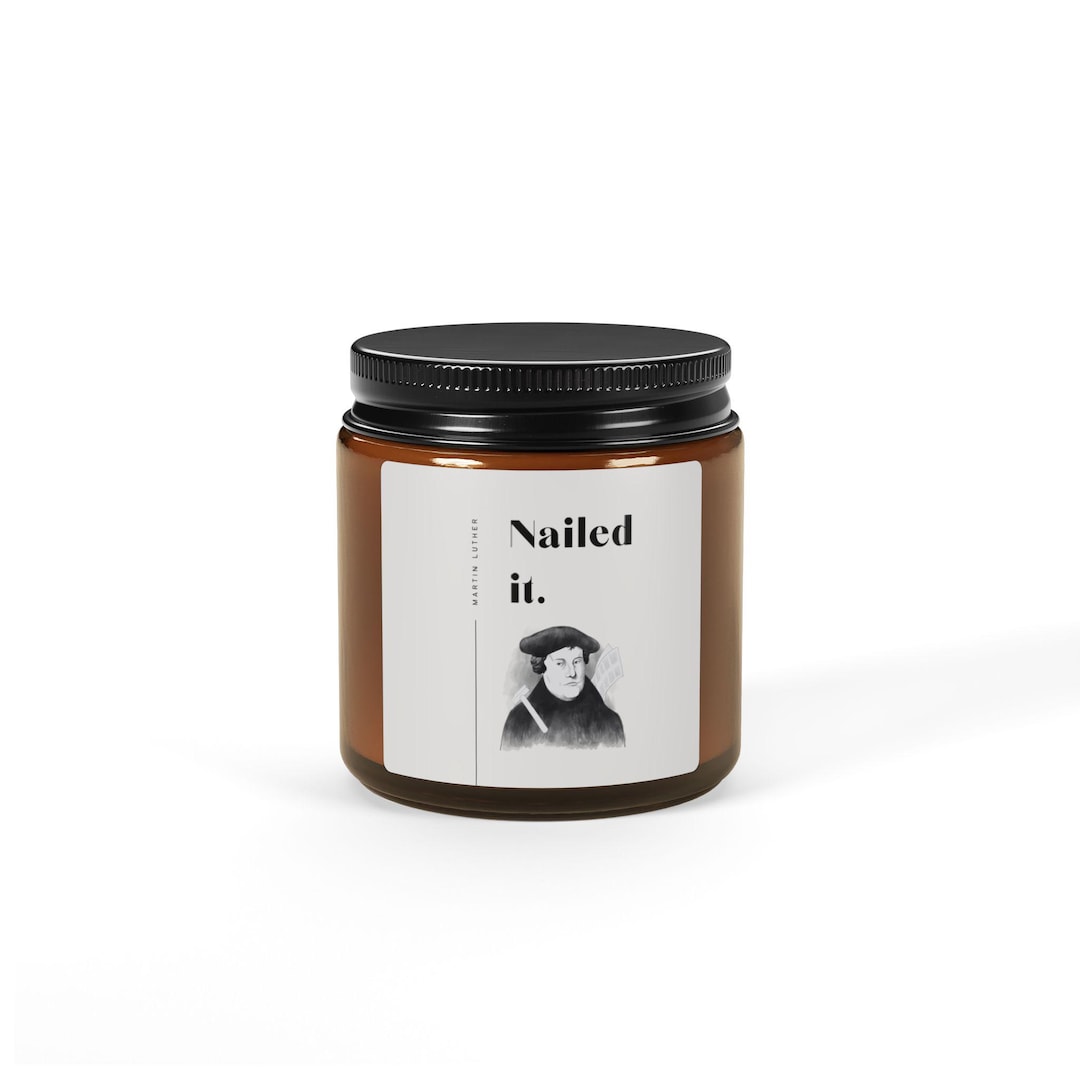 Lutheran Candle Martin Luther Reformation Minimalist Amber Jar ...