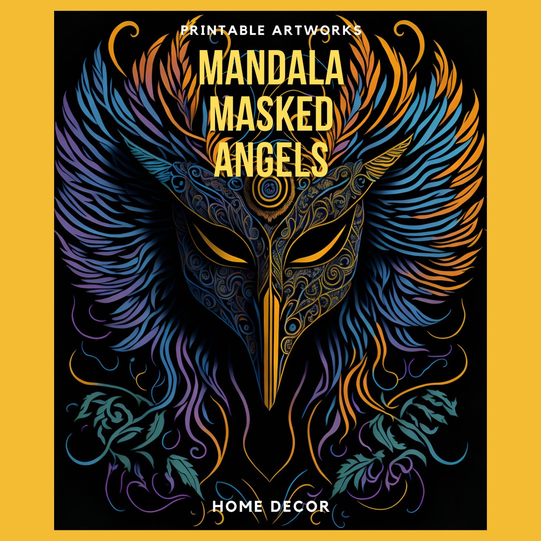 Mandala Masked Angels 010 Printable Wall Art, Mandala Wall Art ...